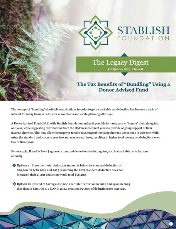 The Tax Benefits of “Bundling” Using a Donor Advised Fund - Stablish ...